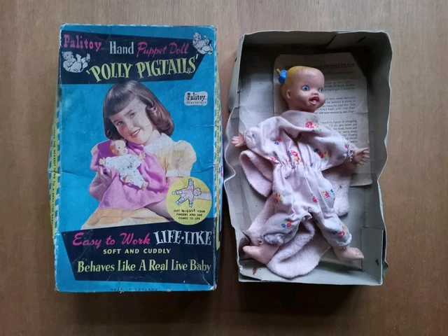 POLLY PIGTAILS ,HAND puppet Doll 1950s By Palitoy Playthings £10.00 ...