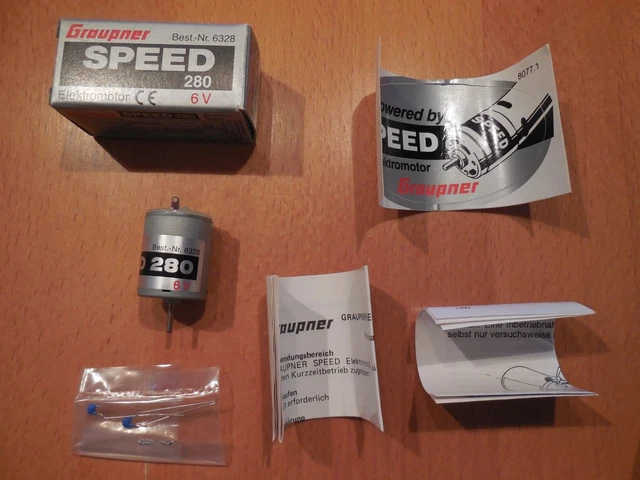 GRAUPNER ELEKTROMOTOR '' Speed 280, 6 Volt '' Nr. 6328 Rarität 90er OVP ...