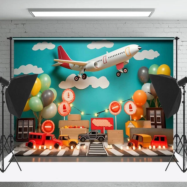 PLANE BALLOON BLUE Sky Street Car Cake Smash Backdrop $35.97 - PicClick AU