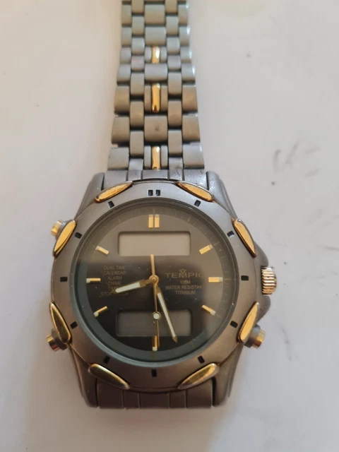 SELTENE TEMPIC TITANIUM 176/408 Dual Display 100 M Wasserdicht Miyota ...