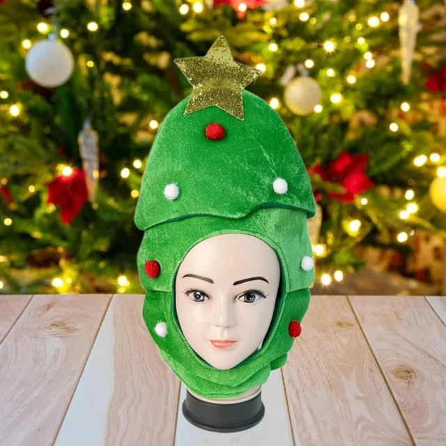 CHRISTMAS TREE HAT for Men Women Fancy Dress Stuffed Toy Photo Props ...