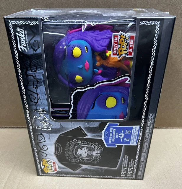 FUNKO POP & Tee! Corpse Bride- Emily BlackLight LE #1370 Sz XL NEW ...