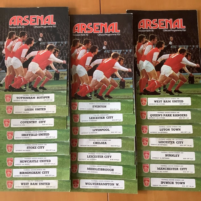 22 OFF ARSENAL 1974-75 Home Football Programmes. £9.95 - PicClick UK