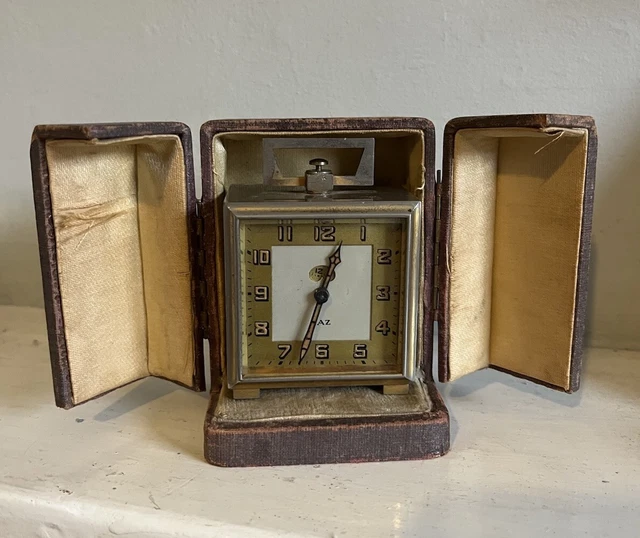 ANTIQUE VINTAGE FRENCH JAZ Art Deco Cubic Travel Alarm Clock (For Parts ...