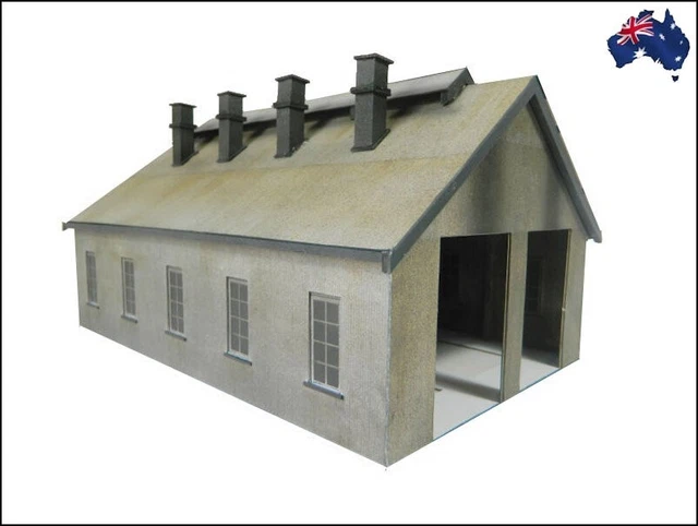 HO SCALE AUSTRALIAN 56 Foot Dual Track Engine Shed V#2 DRIVE THROUGH ...