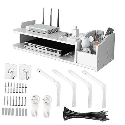 FLOATING WALL SHELF for WiFi Router, Router Fences, Comes with Four ...