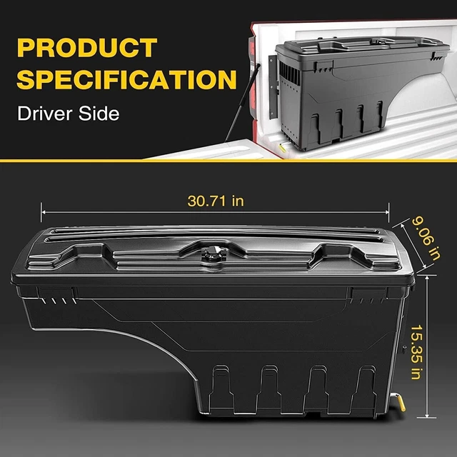 FIT FOR FORD Ranger 2023 2024 Lockable Storage Box Case Truck Bed ...