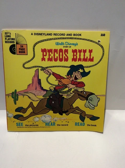VINTAGE WALT DISNEY'S Story of Pecos Bill 33 1/3 Long playing Record ...