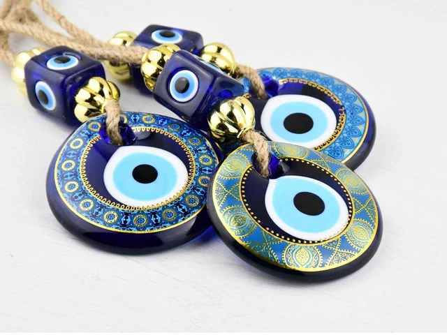 TURKISH GREEK MATI Eye Blue Evil Eye Glass Amulet Wall Hanging New ...