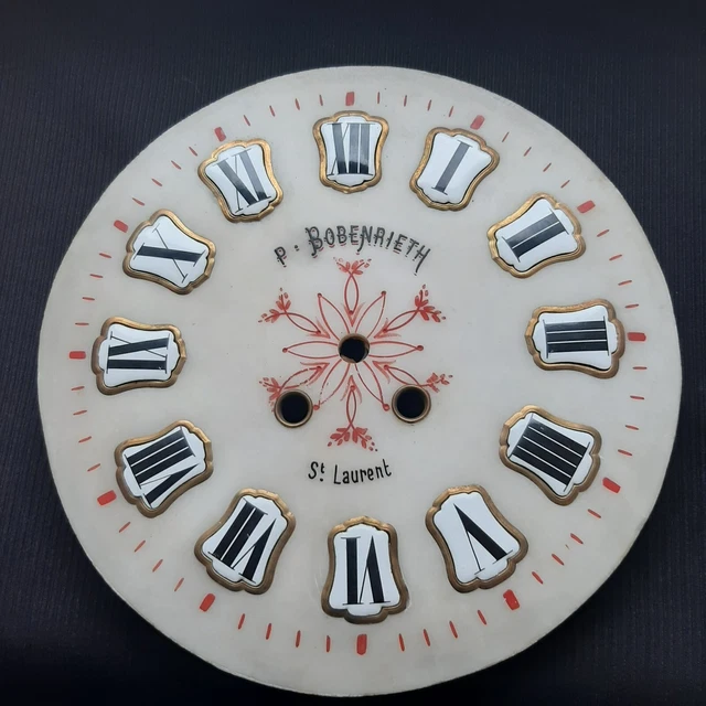 CADRAN DE PENDULE albâtre et chiffres romains émaillés à cartouche EUR ...