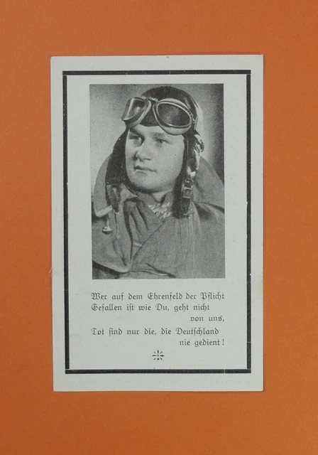 WW2 GERMAN DEATH Card Sterbebild Luft Sergeant Pilot 1943 Flight Gear £ ...
