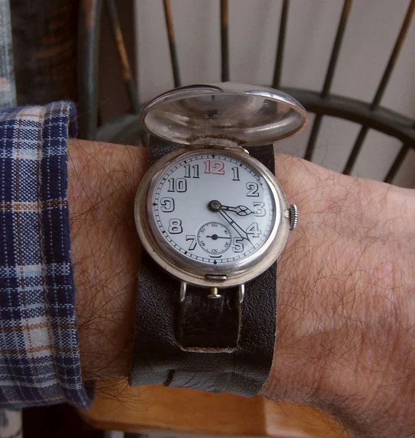 WW1 HUNTER TRENCH watch silver gents wristwatch 1915 fully serviced ...