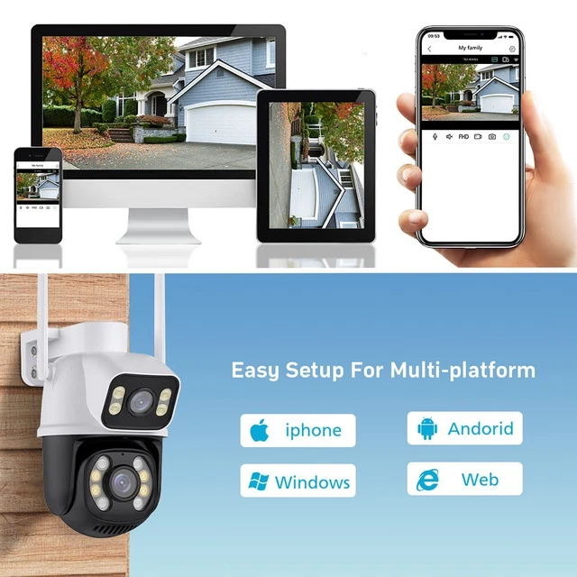 CAMÉRA PTZ DOUBLE caméra couleur vision nocturne sans fil à des fins de ...