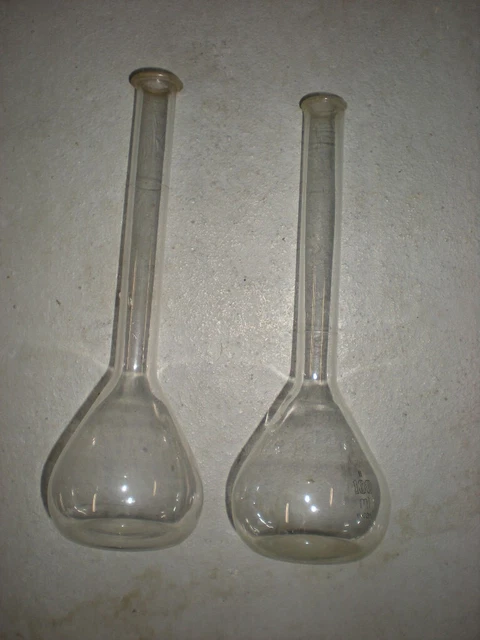2 ÉPROUVETTES BALLON fiole vase soliflore 100 ml matériel de chimie ...