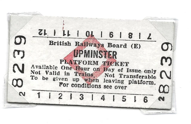 1980 UPMINSTER RED Diamond Platform Ticket BRB (E) British Railways £1. ...