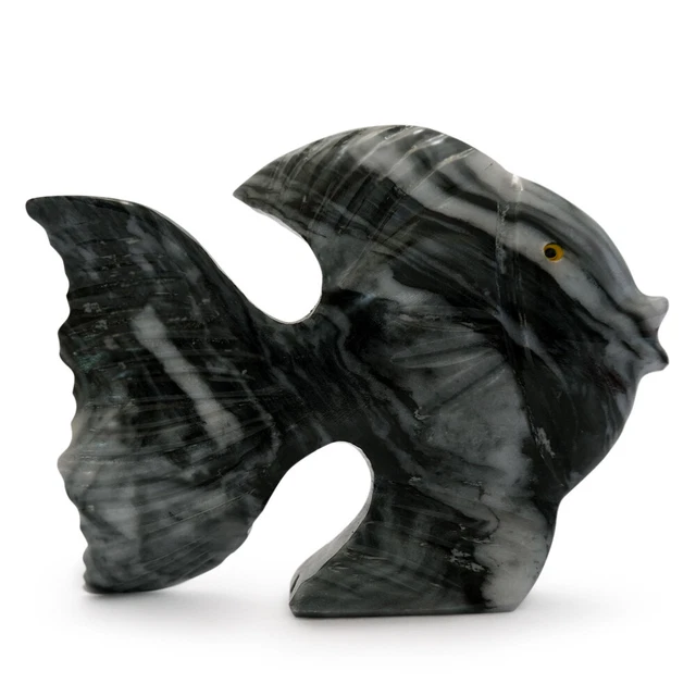 SCULPTURE DE TABLE Poisson Marbre Gris Marble Design H.13cm EUR 18,50 ...