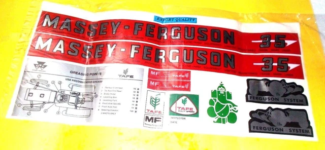 KIT D'AUTOCOLLANTS D'EMBLÈME de capot pour tracteurs MASSEY FERGUSON 35 EUR 16,61 - PicClick FR