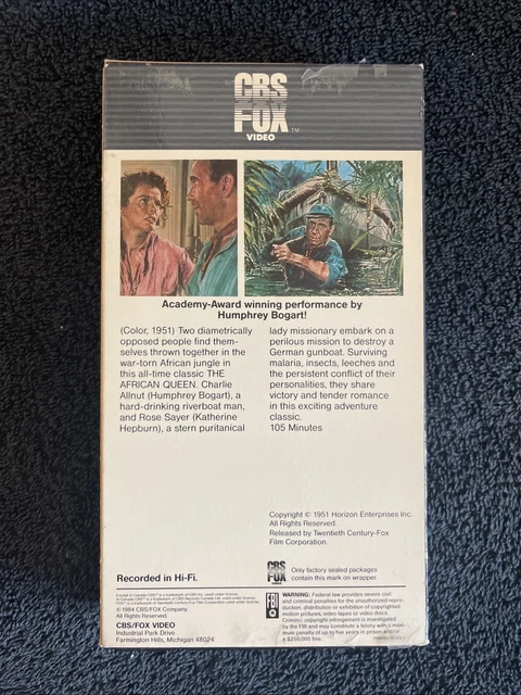 THE AFRICAN QUEEN VHS (CBS/Fox, 1984) Bogart & Hepburn £3.52 - PicClick UK