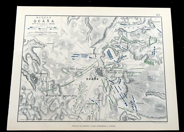 BATTLE OF OCANA Map Peninsula War 1809 Madrid Spain Antique Engraving ...