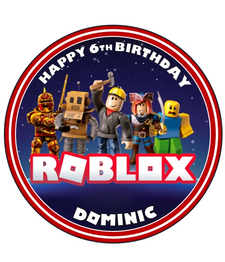 ROUND PERSONALISED EDIBLE Printed Roblox Cake Topper Wafer or Icing £5. ...