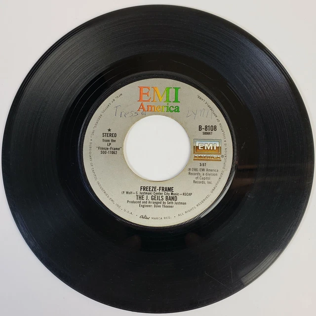 45 VG + "Freeze-Frame" The J. Geils Band "Flamethrower" testé Emi EUR ...