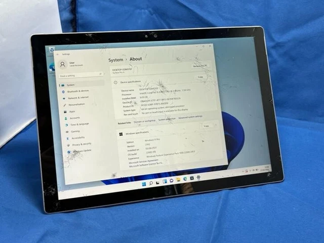 MICROSOFT SURFACE PRO 4 Tablet 1724 i5-6300U Cracked Screen Windows 11 ...