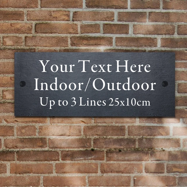 PERSONALISED RUSTIC SLATE House Sign Door Number Plaque Any Text Font ...