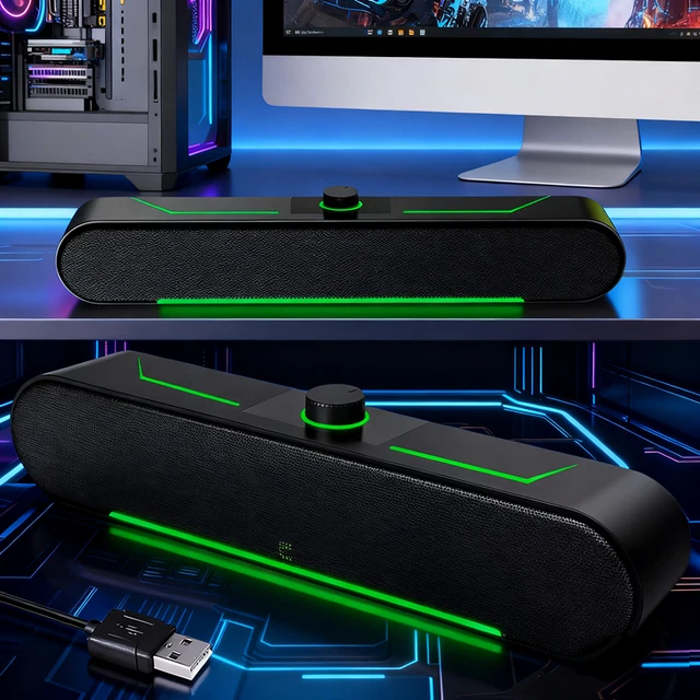 WIRED BLUETOOTH SOUND Bar Gaming Speakers USB For TV Computer PC ...