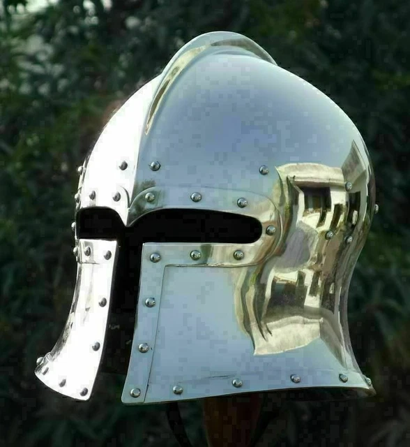 MEDIEVAL KNIGHT 18 Gauge Steel Open Face Barbuta Helmet H1 £139.90 ...