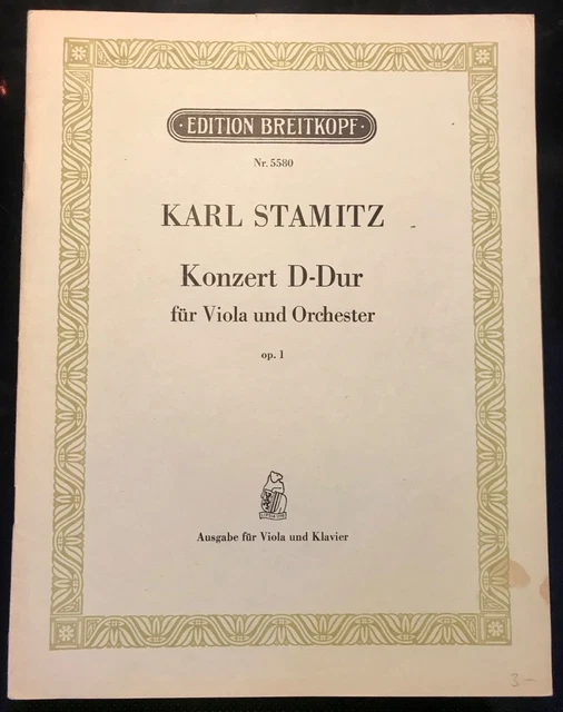 VIOLA-/BRATSCHENNOTEN: KARL STAMITZ - Violakonzert D-Dur (neuwertig ...