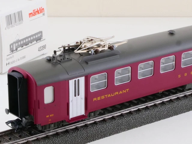 MÄRKLIN 43390 LIGHT Steel Dining Car SBB AC H0 Mint! In Box 1707-14-24 ...