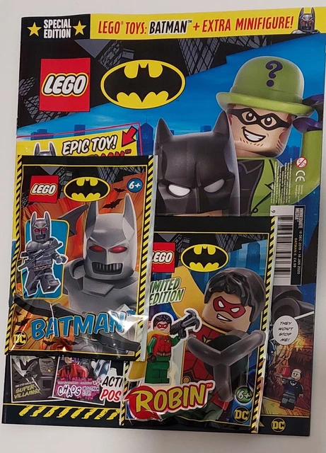 LEGO BATMAN MAGAZINE DC issue 6 CYBER BATMAN + Robin figure sealed foil ...