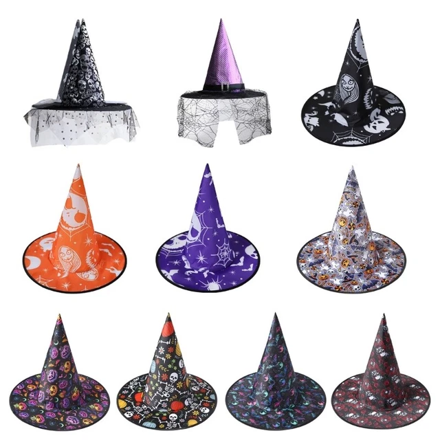 UNIQUE WITCH HAT Party Accessory Unique Skull Cobweb Wizard Hat Fashion ...