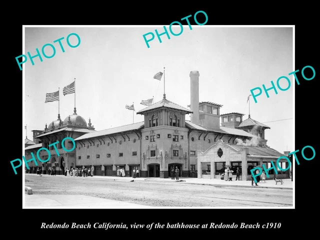 OLD LARGE HISTORIC PHOTO OF REDONDO BEACH CALIFORNIA THE BATH HOUSE ...