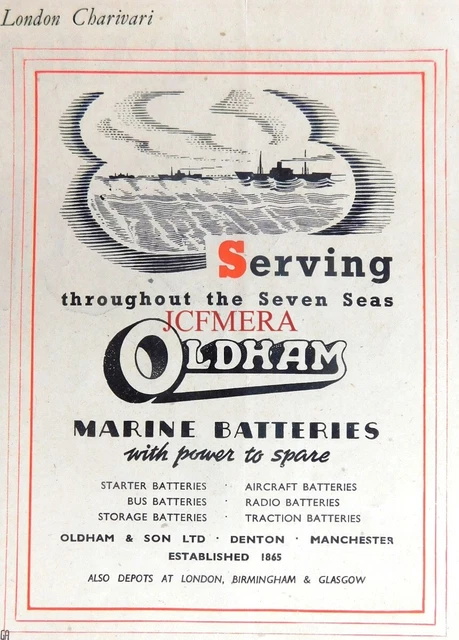 WW2 OLDHAM MARINE Batteries Advert, Small Original 1944 Print : 666/20 ...