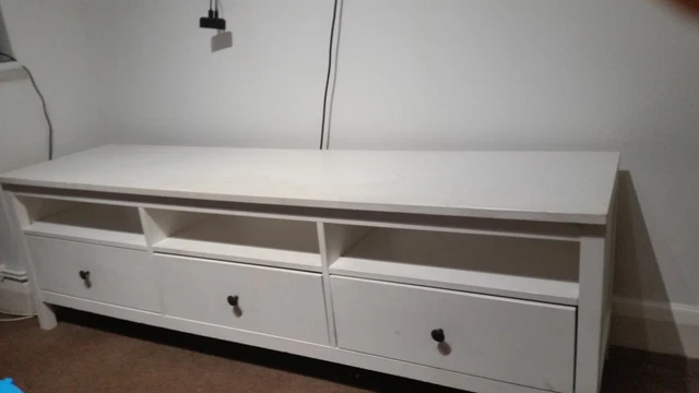 IKEA HEMNES TV Bench With Drawers White £90.00 - PicClick UK