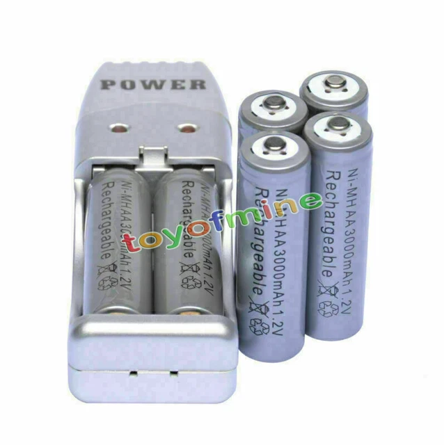 6 XAA GREY Color 1.2VNi-MH 3000mAh Rechargeable Battery+USB Charger $17 ...