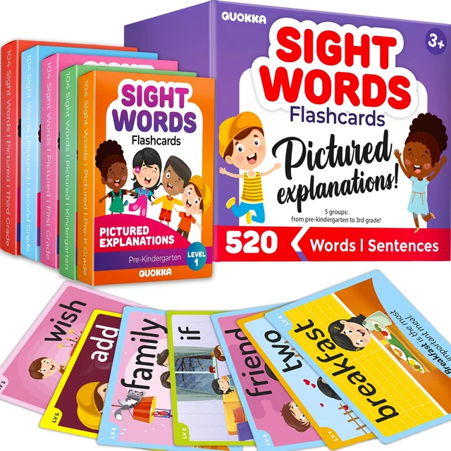 520 SIGHT WORDS Flash Cards with Images & Sentences for Kids $26.99 ...