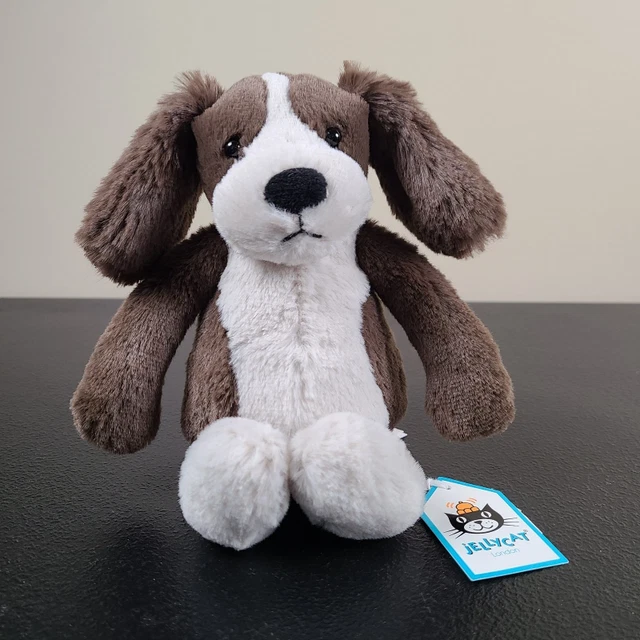 JELLYCAT SMALL BASHFUL FUDGE PUPPY Plush Toy RETIRED Brown White Dog ...