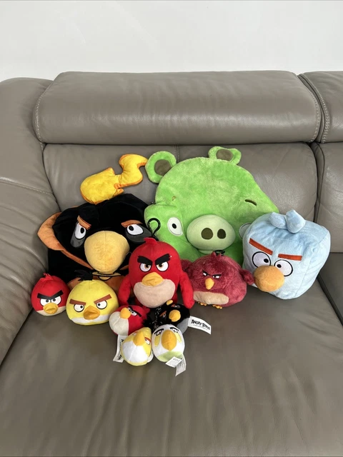 ANGRY BIRDS PLUSH Soft Bundle Pig, Red Bird, Ice Cube , Bomb Clips Bag ...