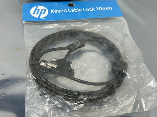 HP KEYED CABLE Lock 10mm Laptop Diebstahlsicherung inkl 2 Schlüsseln 1 ...