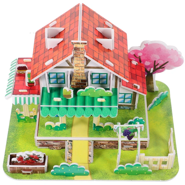 PAPER 3D VILLA Assembly Cabin Model Unfinished Small Puzzle House Child ...