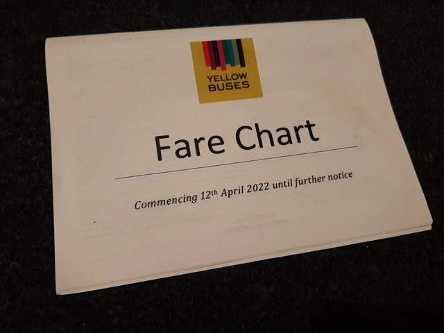BOURNEMOUTH YELLOW BUSES. Fare Chart. Staff Booklet. 2022. £56.00 ...