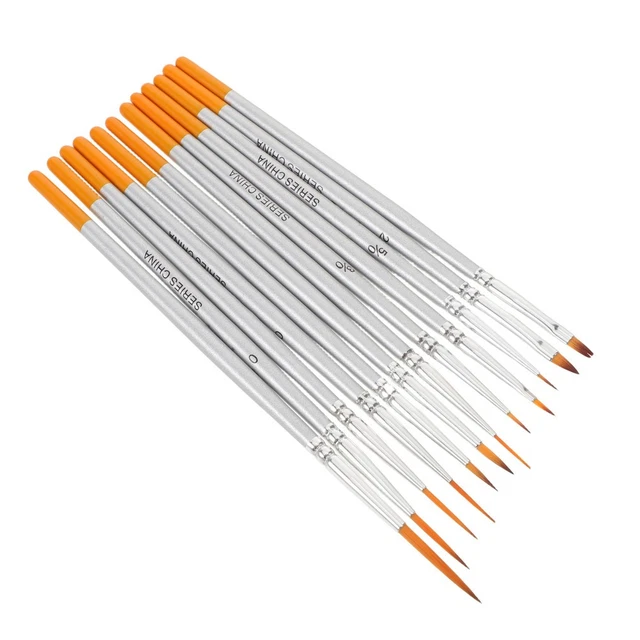 12 PCS LONG Tail Line Pen Water Colour Nylon Paint Brush Marker Artist ...