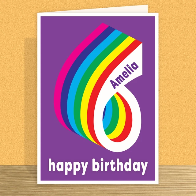 PERSONALISED 6TH HAPPY birthday card for boy for girl edit name 6 bday ...