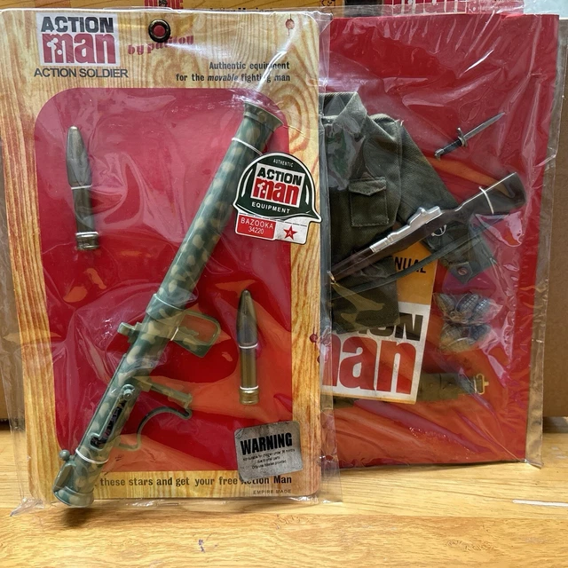 VINTAGE ACTION MAN 40th Anniversary Bazooka & Soldier Equipment Packs £ ...