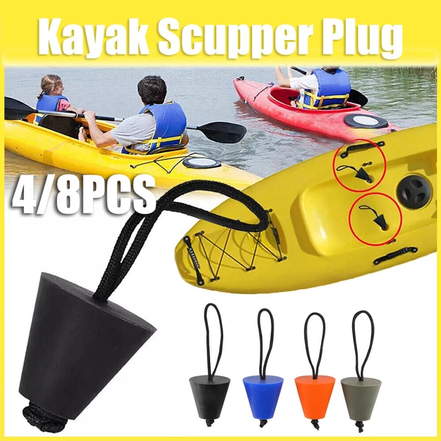 4/8X UNIVERSAL KAYAK Scupper Plug With Rope Kit Canoe Drain Holes ...