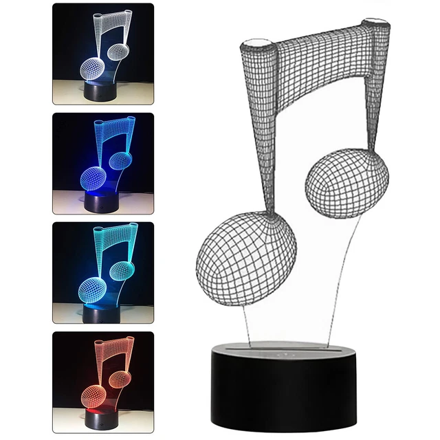DESK NIGHT LIGHT Musical Note Light 3d Illusion Light Decoration Night ...