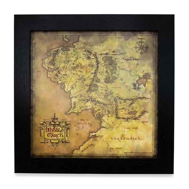 THE LORD OF the Rings Middle-earth Map Hanging Sign Framed Wall Art ...