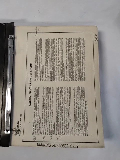 ALLISON SERVICE SCHOOL 501-D13 Prop-Jet Engine Training Manual-Copy £34 ...